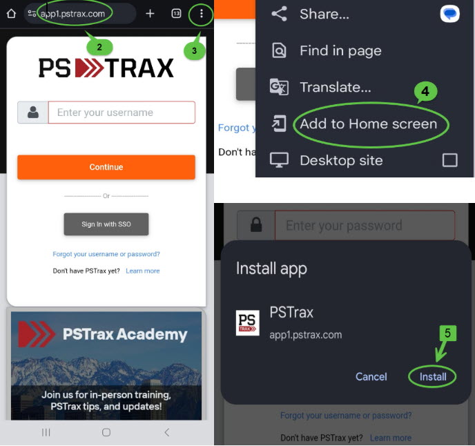 Adding PSTrax to your mobile device
