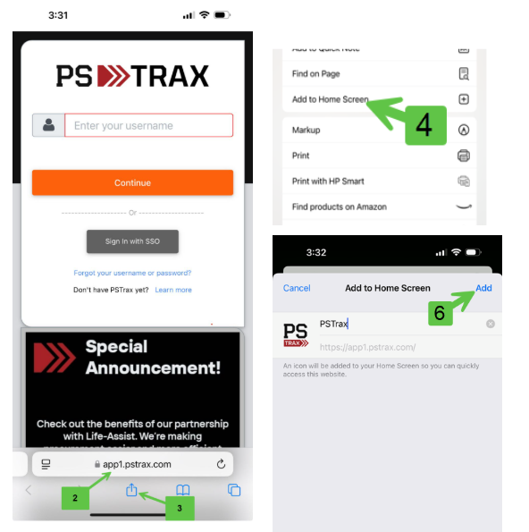 Adding PSTrax to your mobile device