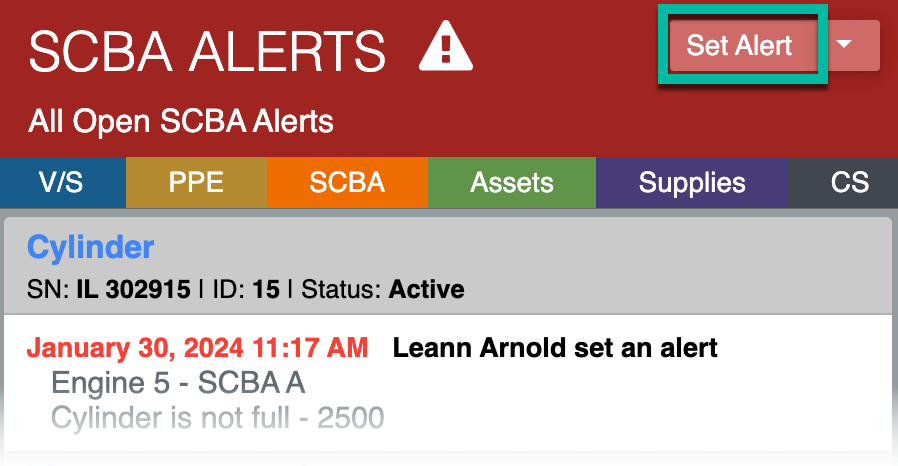 Manage SCBA alert settings