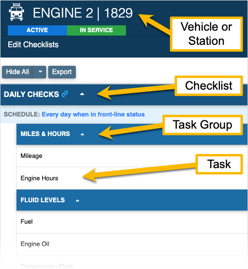 Edit Vehicle & Station checklists